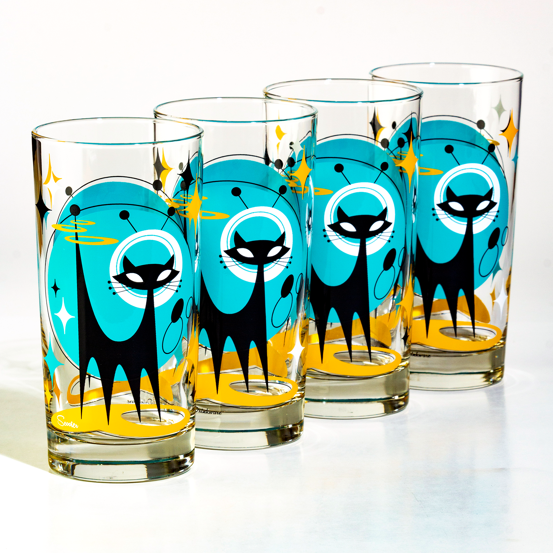 Atomic Space Cats Collins Glasses – Atomic Drinkware